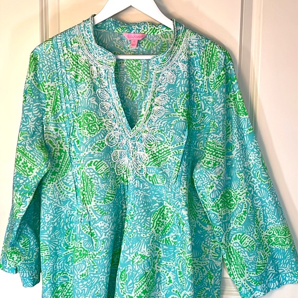 Lilly Pulitzer | Tops | Lilly Pulitzer Beaded Tunic Beach Cover Xl ...